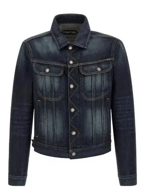 TOM FORD Long Sleeve Denim Jacket - Blue