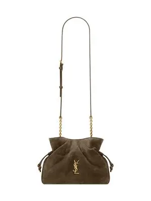 Saint Laurent Jamie Shoulder Pouch In Suede - Light Musk
