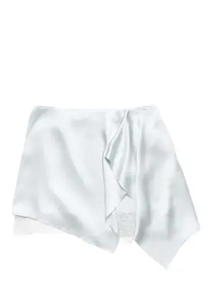 Acne Studios Asymmetrical Ruffled Satin Skirt With Lace Underlay - White