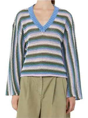 Max Mara Striped V-neck Sweater - Multicolor