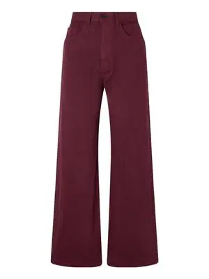 THE ELDER STATESMAN Herringbone Cotton Wide-leg Pants - Wine Red