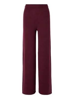 THE ELDER STATESMAN Juniper Cashmere Wide-leg Pants - Wine Red