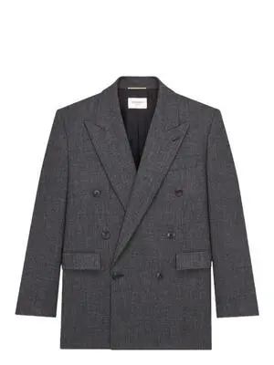 Saint Laurent Long Sleeve Double-breasted Blazer - Black
