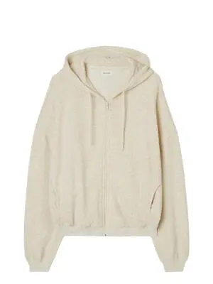 American Vintage Zip-up Hoodie With Drawstring Hood And Puff Sleeves - Nude