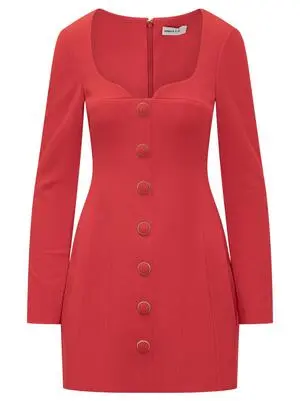 Rebecca Vallance Cameron Buttoned Mini Dress - Red