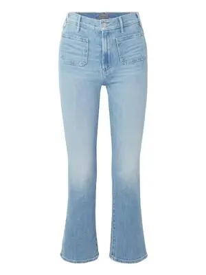 MOTHER Hustler High-waisted Flared Jeans With Patch Pockets - Light Denim Blue