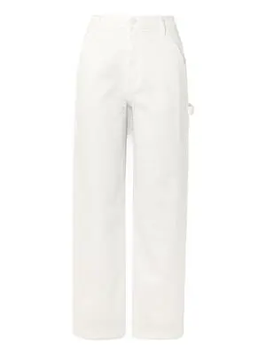 MOTHER High-waisted Straight Leg Jeans With Tonal Studs - White