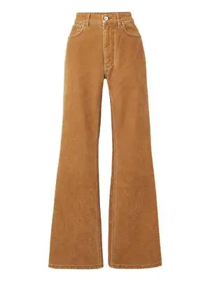 Rabanne Paco Rabanne Contrast Stitching High-Waisted Flared Trousers Camel