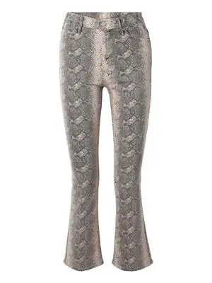 MOTHER The Hustler Snakeskin Flared Jeans - Gray