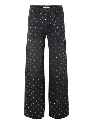 MOTHER Smoothie Sneak' Studded Wide-leg Jeans - Black