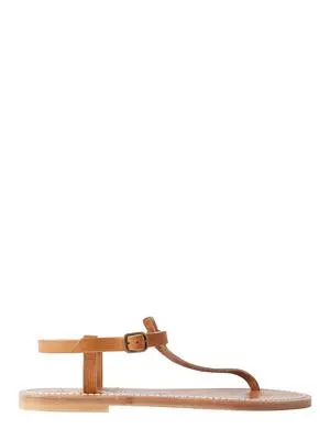 K.JACQUES Picon" Leather T-strap Sandals - Tan