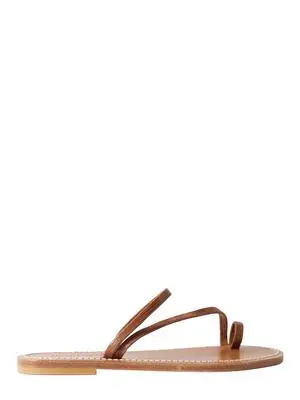 K.JACQUES Actium Lizard-effect Leather Sandals - Chocolate-colored