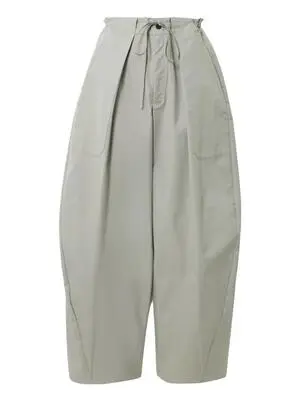 KALLMEYER Pleated Cotton-blend Twill Wide-leg Trousers - Grey