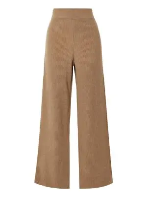 Le Kasha Ribbed Wide-leg Trousers - Brown