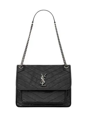 Saint Laurent Niki Medium Vintage Leather Shoulder Bag - Black