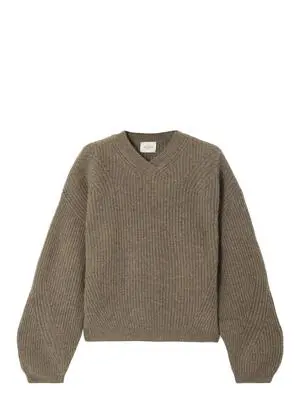 LE KASHA Le Kasha Palermo Ribbed Organic Cashmere V-Neck Sweater