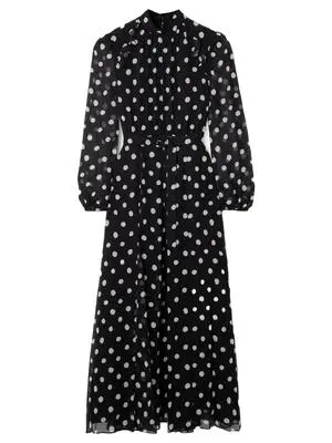 Saloni Jacqui-b Polka Dot Silk Crepe Maxi Dress - Black