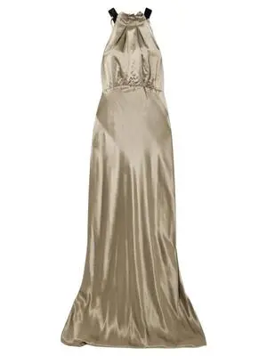 Saloni Michelle Backless Halterneck Dress - Golden