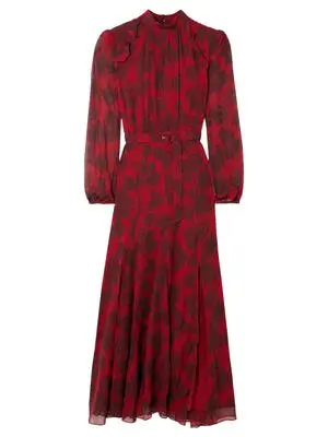 Saloni Jacqui-b Printed Long Dress - Red