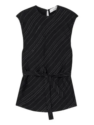 Proenza Schouler Striped Belted Tulle Top - Black