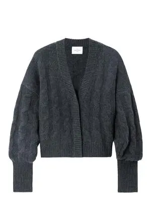 Le Kasha Long Sleeve Chunky Knit Cardigan - Navy Blue
