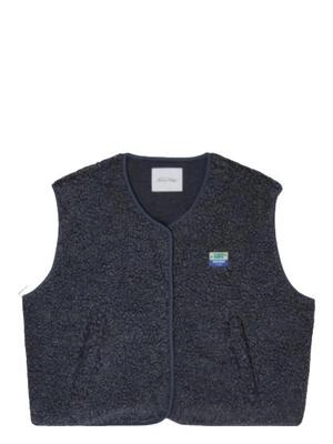 American Vintage Sleeveless Vest With Snap-button Fastening And Pockets - Black