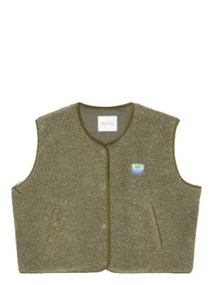 American Vintage Sleeveless Vest With Snap Fastening - Green