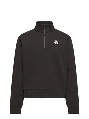 Moncler Logo Cotton Zip-up Sweatshirt - Black