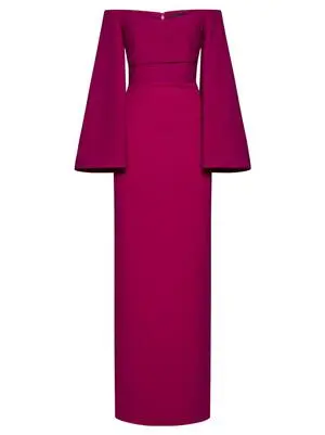 Solace Strapless Dress With Flared Sleeves And Corset Detail - Red