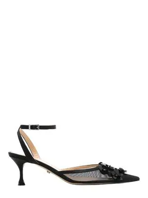 MACHMACH Mach & Mach Pointed High Heel Sandals With Floral Sequins - Black