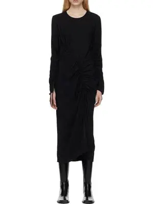 HOLZWEILER Long-sleeve Gathered Dress - Black