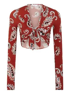 Rabanne Paisley Print Cropped Blouse - Red