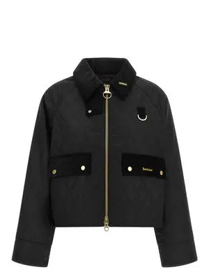 Barbour Diamond-quilted Zip-up Jacket With Detachable Collar - Black