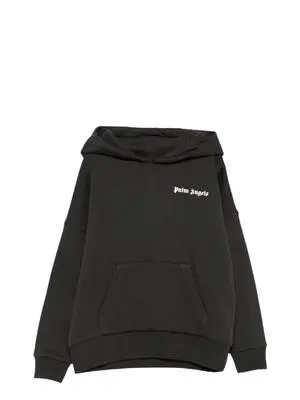 Palm Angels Long Sleeve Hooded Sweatshirt - Black