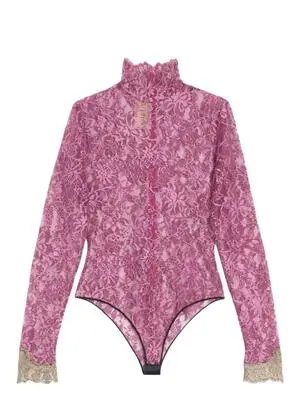 Valentino Garavani Lace High Neck Bodysuit - Pink