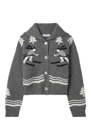 Calle Del Mar Intarsia-knit Cashmere Cardigan - Black