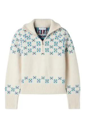 Calle Del Mar Long-sleeved Knitted Shirt With Geometric Print - White
