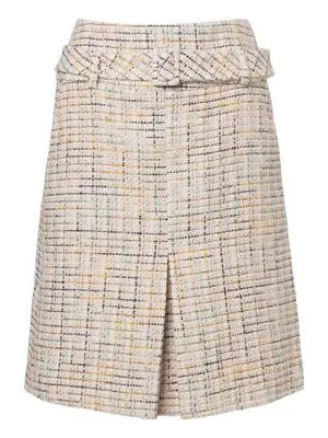 SHUSHU/TONG Belted Checked Cotton-blend Miniskirt - Multicoloured