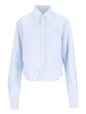 AMI AMI PARIS Cropped Cotton Oxford Shirt With Embroidered Logo