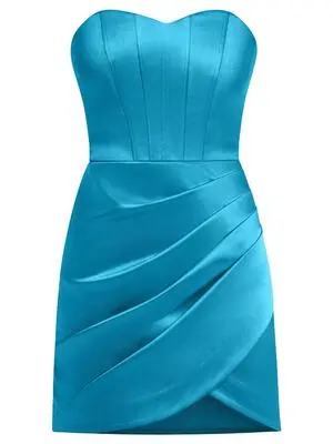 TIA DORRAINE Strapless Sweetheart Mini Dress - Green/blue