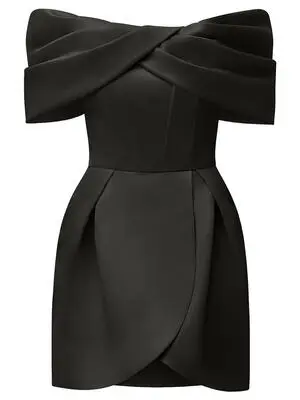 TIA DORRAINE Off-shoulder Mini Dress - Black