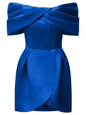 TIA DORRAINE Off-shoulder Mini Dress - Blue