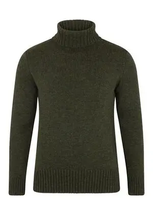 PAUL JAMES KNITWEAR Merino Wool Roll Neck Jumper - Green