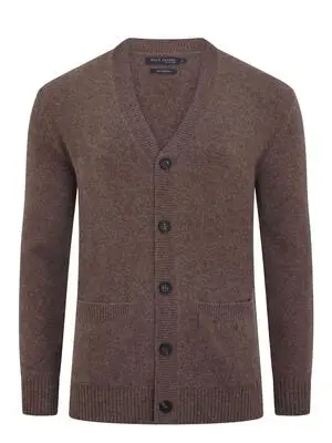 PAUL JAMES KNITWEAR Lambswool Alfie Cardigan - Brown