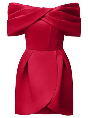 TIA DORRAINE Love In Bloom Off-shoulder Mini Dress - Red