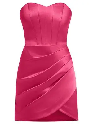 TIA DORRAINE Satin Corset Mini Dress - Pink