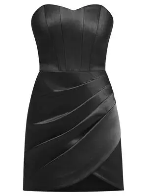 TIA DORRAINE Satin Corset Mini Dress - Black