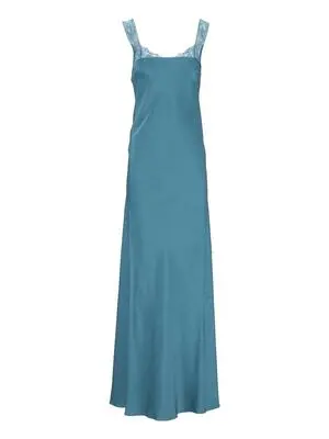 FORTE_FORTE Long Jade Satin Lace Dress - Green