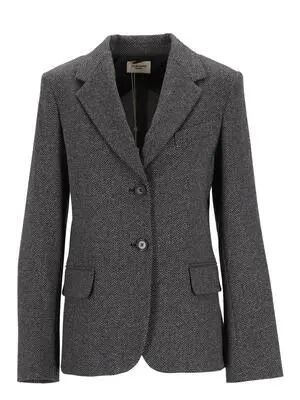 Max Mara Single-breasted Blazer In Jacquard Jersey - Gray