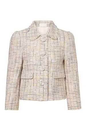 SHUSHU/TONG Checked Cotton-blend Cropped Jacket - Multicoloured
